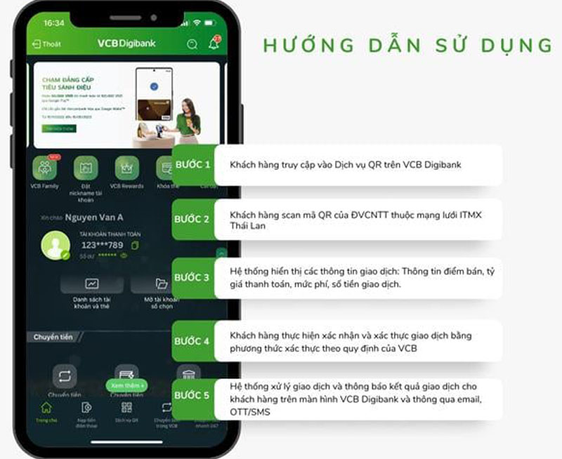 VCB Digibank ra mắt tính năng thanh toán QR Thái Lan
